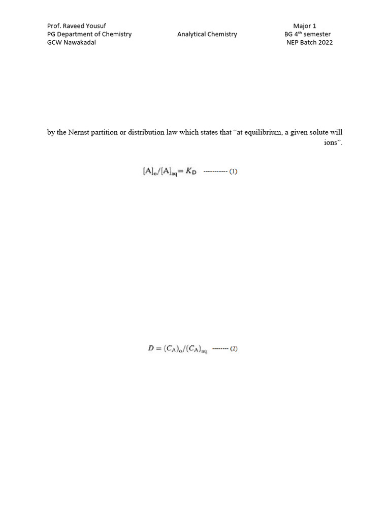 Seperation by Solvent Extraction | PDF | Solubility | Science & Mathematics