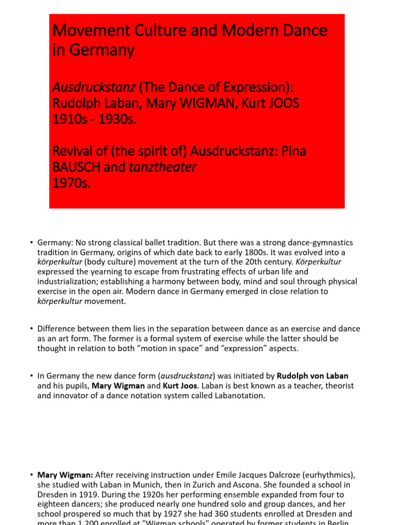 Movement Culture and Modern Dance in Germany | PDF
