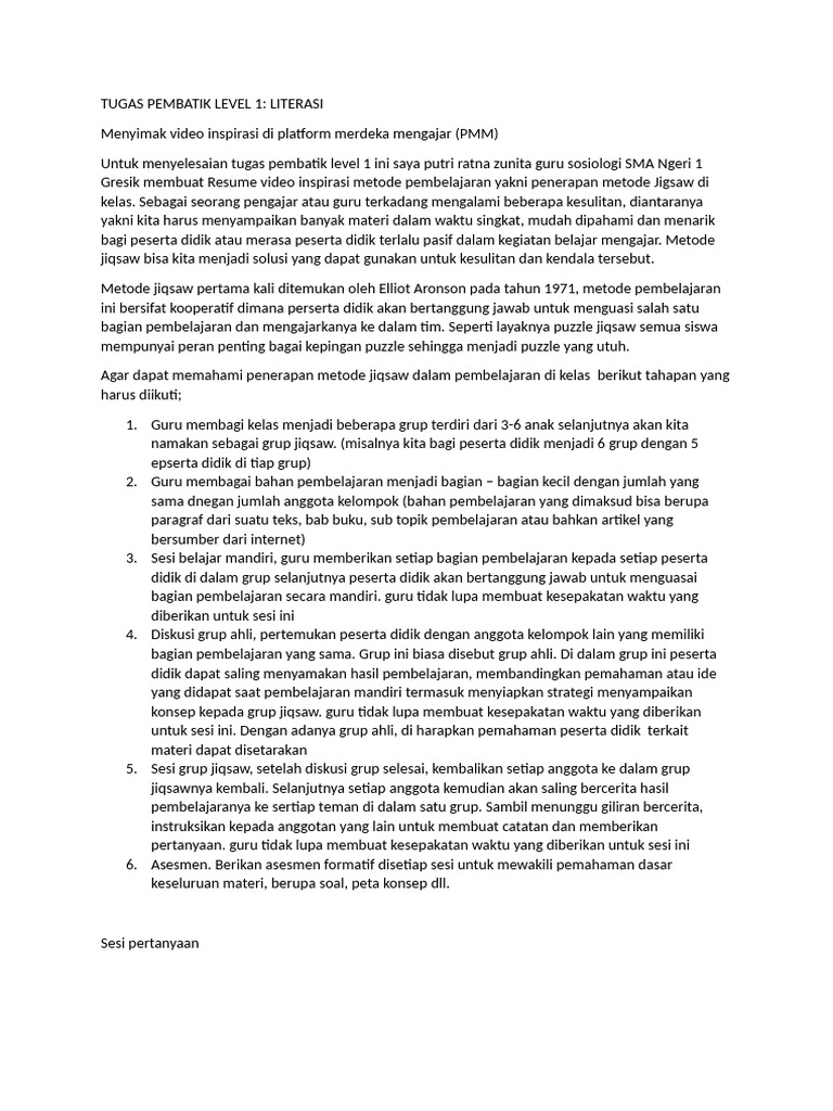 Tugas Pembatik Level 1 | PDF