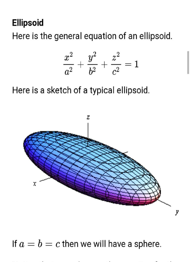3D Shapes Equations | PDF | Ellipse | Teaching Methods & Materials