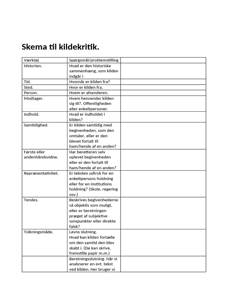Skema Til Kildekritik-2 | PDF