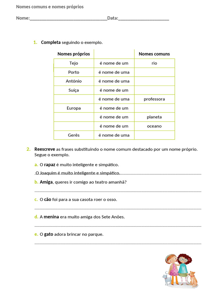 Nomes Comuns e Próprios na Educação | PDF