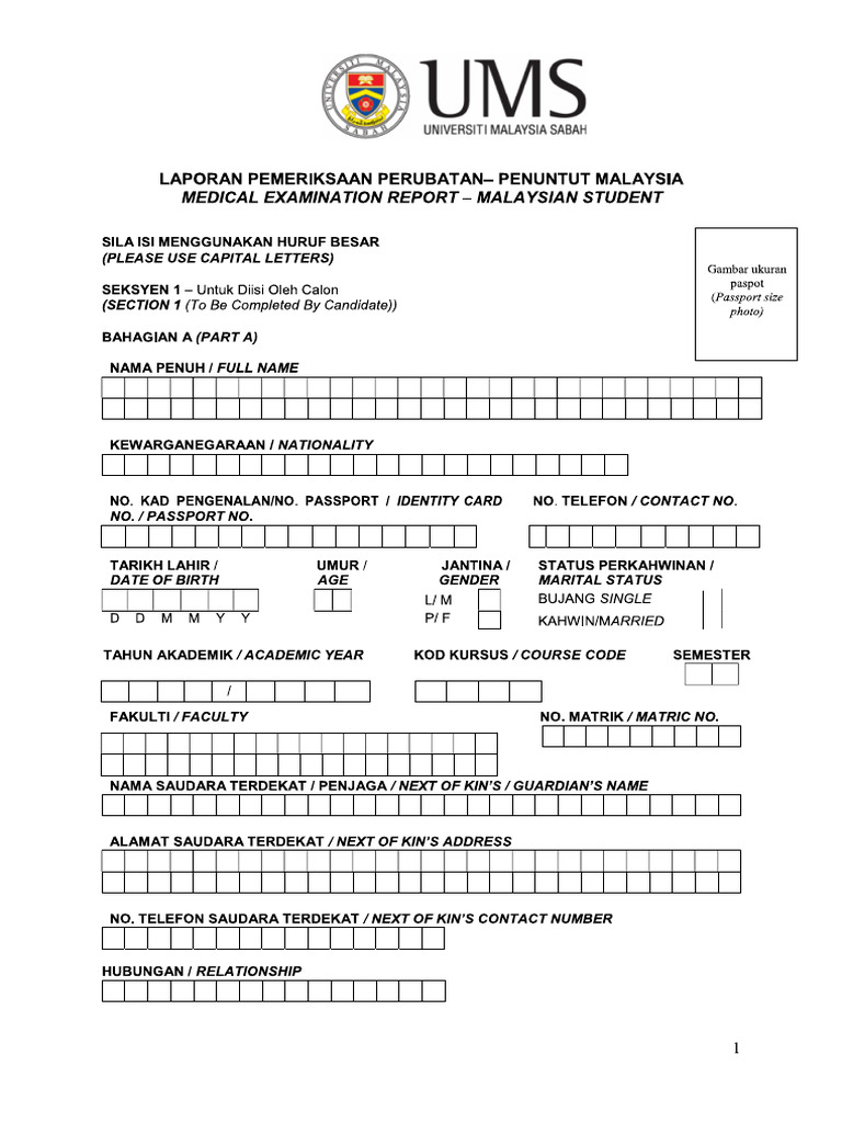 Borang Pemeriksaan Kesihatan | PDF