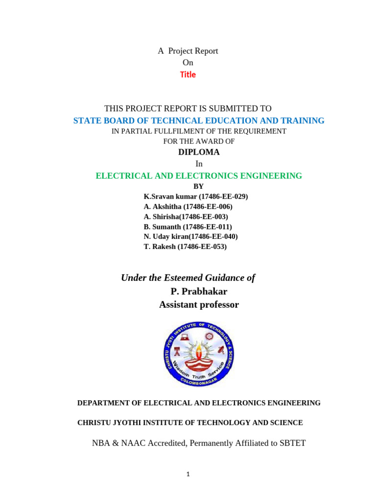 Diploma Project Report Format | PDF