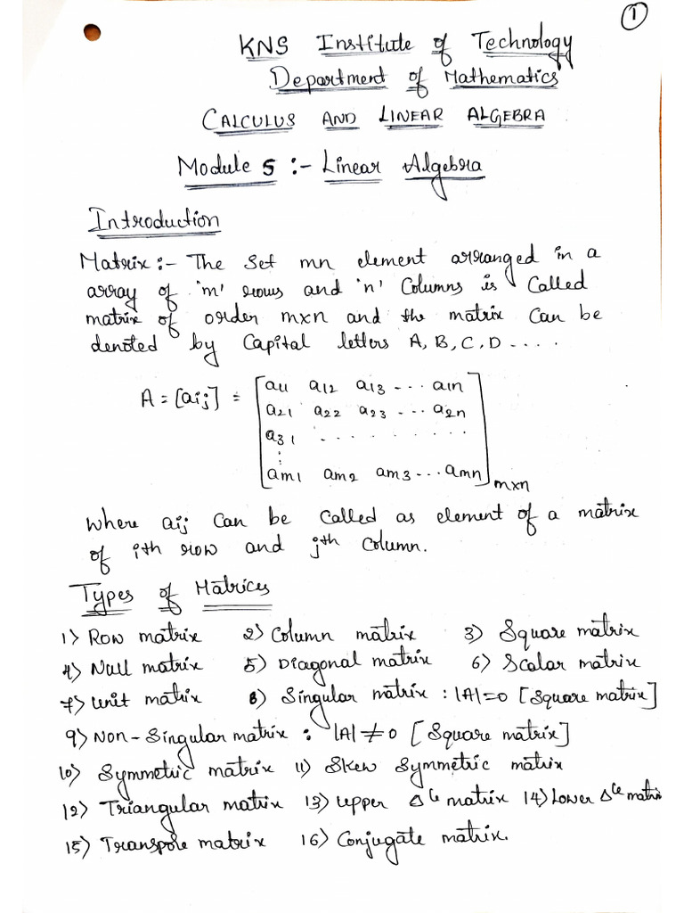 Module 5 Linear Algebra | PDF