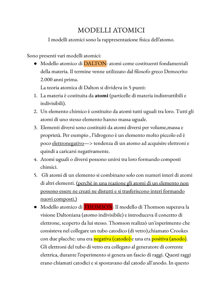 Modelli Atomici 2 | PDF