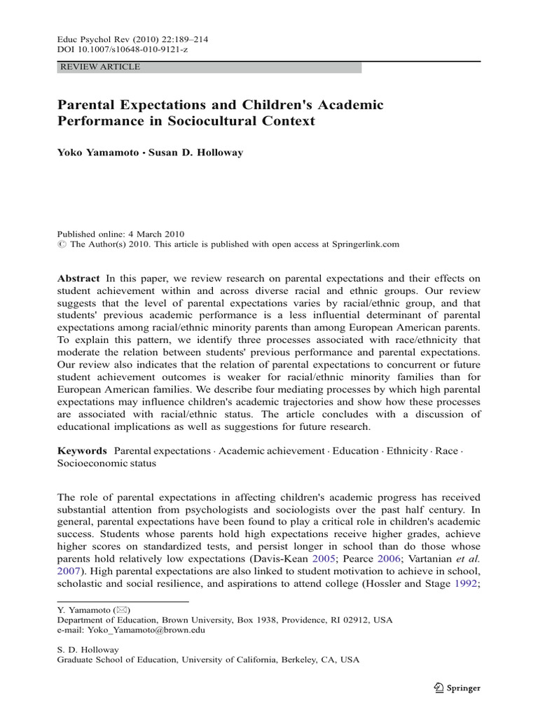 Parental Expectations and Children's Academic Performance in ...