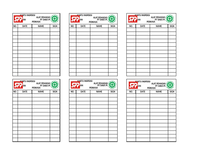 Kartu Inspeksi Apar SPP | PDF