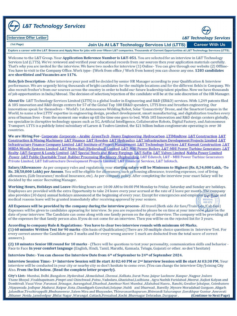 Interview Offer Letter (1) | PDF