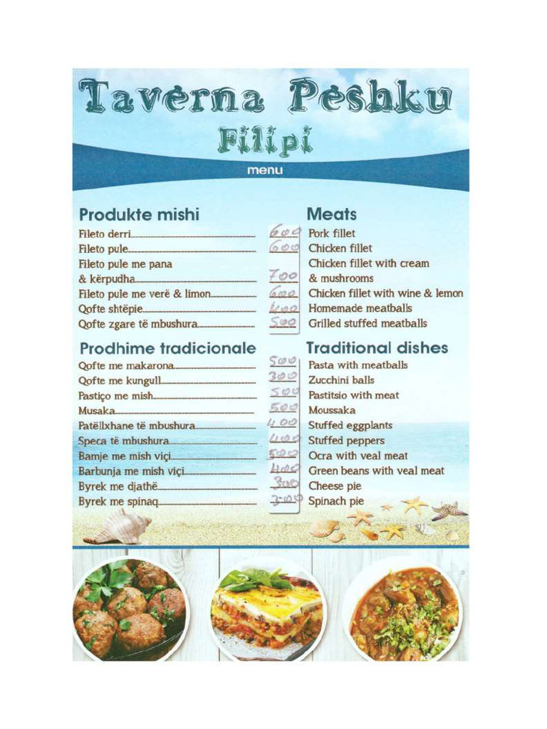 Taverna Fish Filipi Menu | PDF