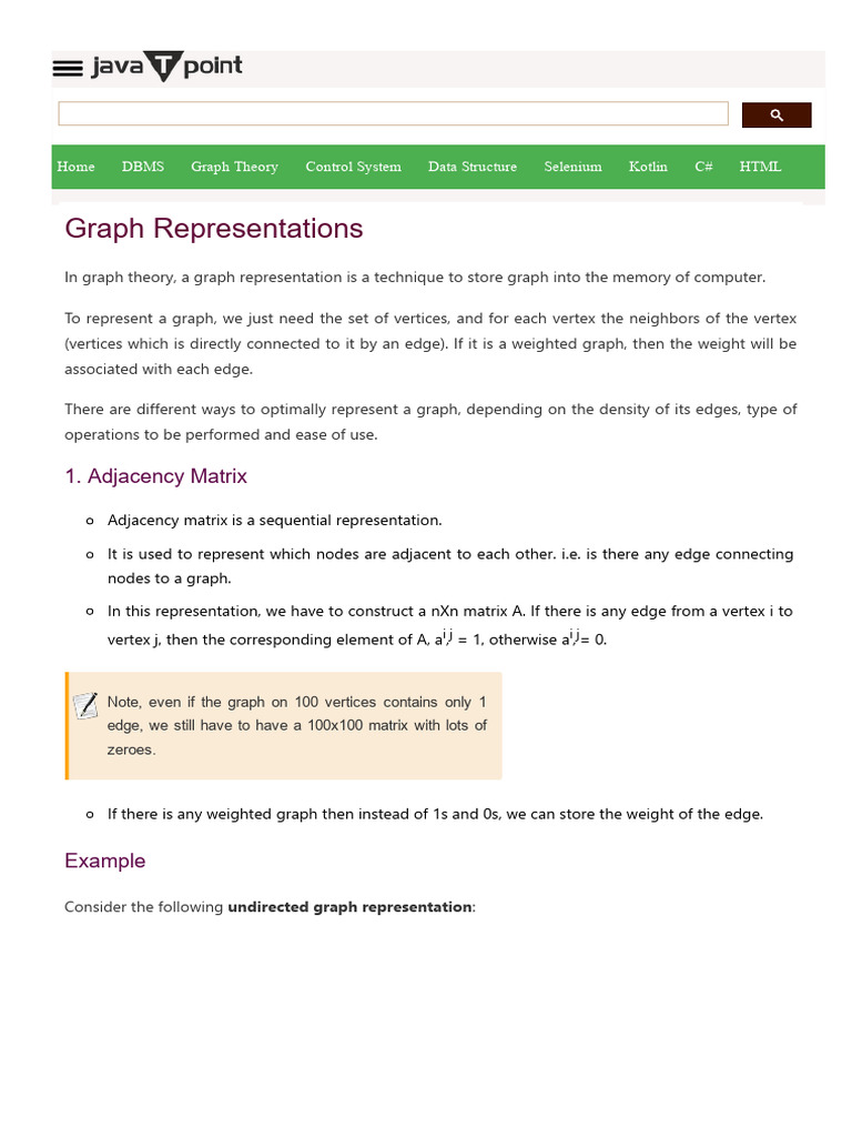 Graph Representations | PDF