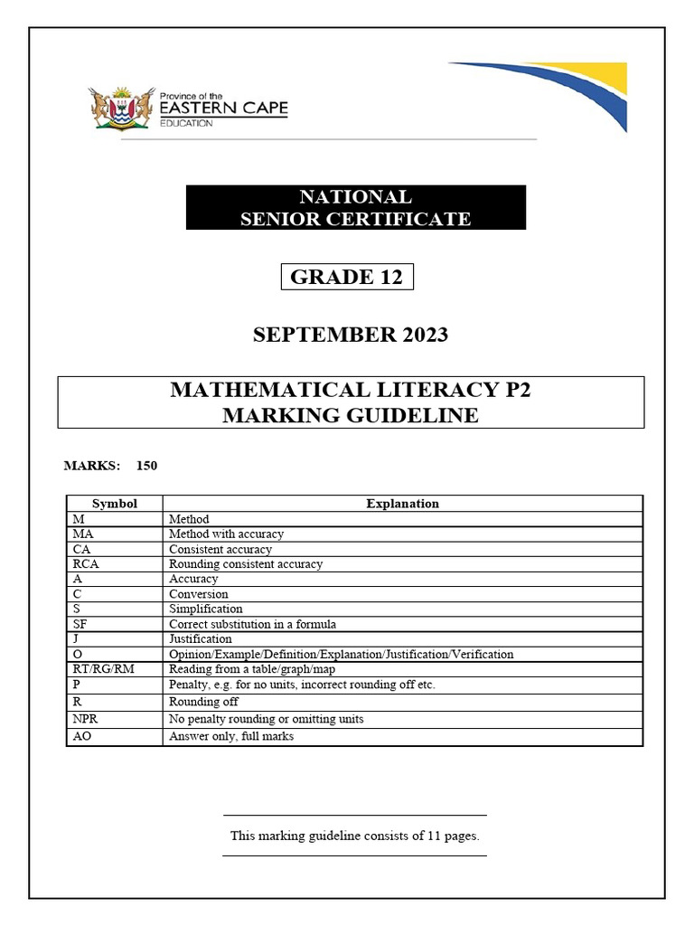 MATHS LIT P2 MEMO GR12 SEPT 2023_English | PDF MATHS LIT P2 MEMO GR12 SEPT 2023_English | PDF