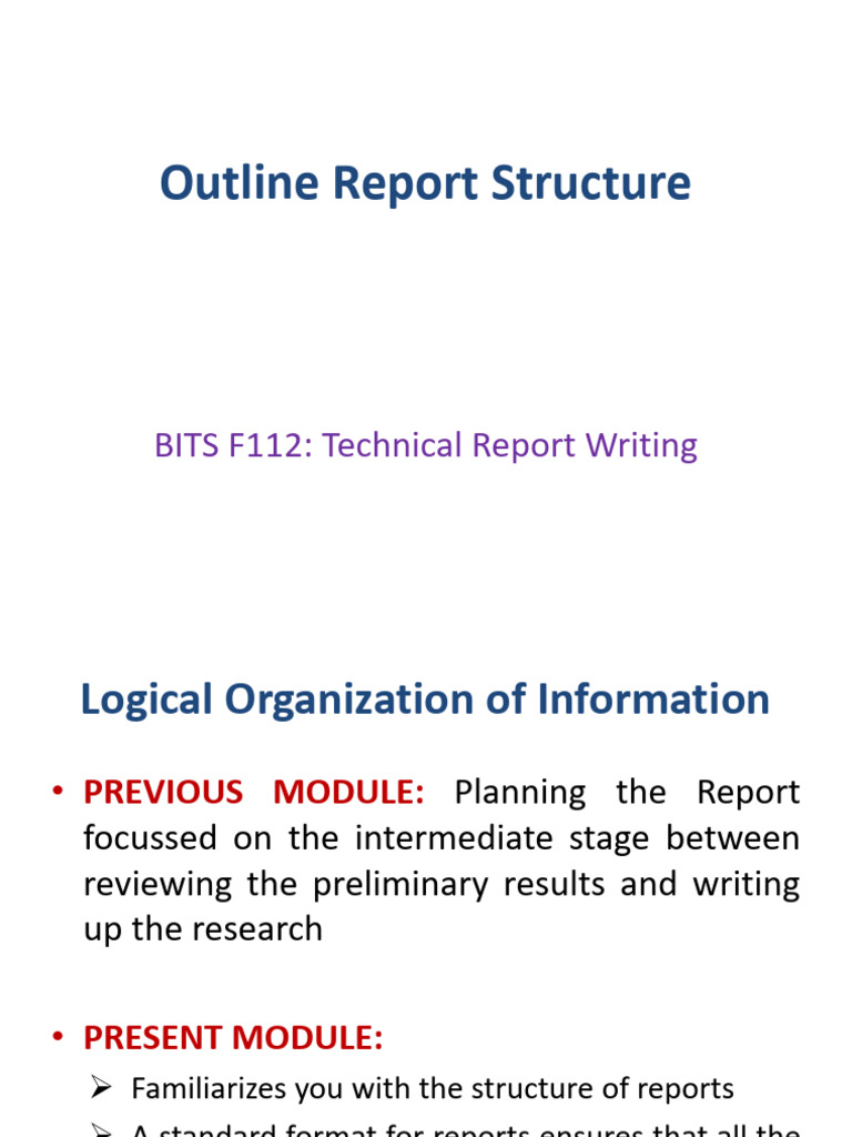 Lecture 18 Outline Report Structure | PDF