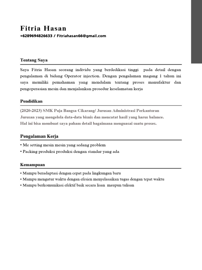 CV Fitri | PDF