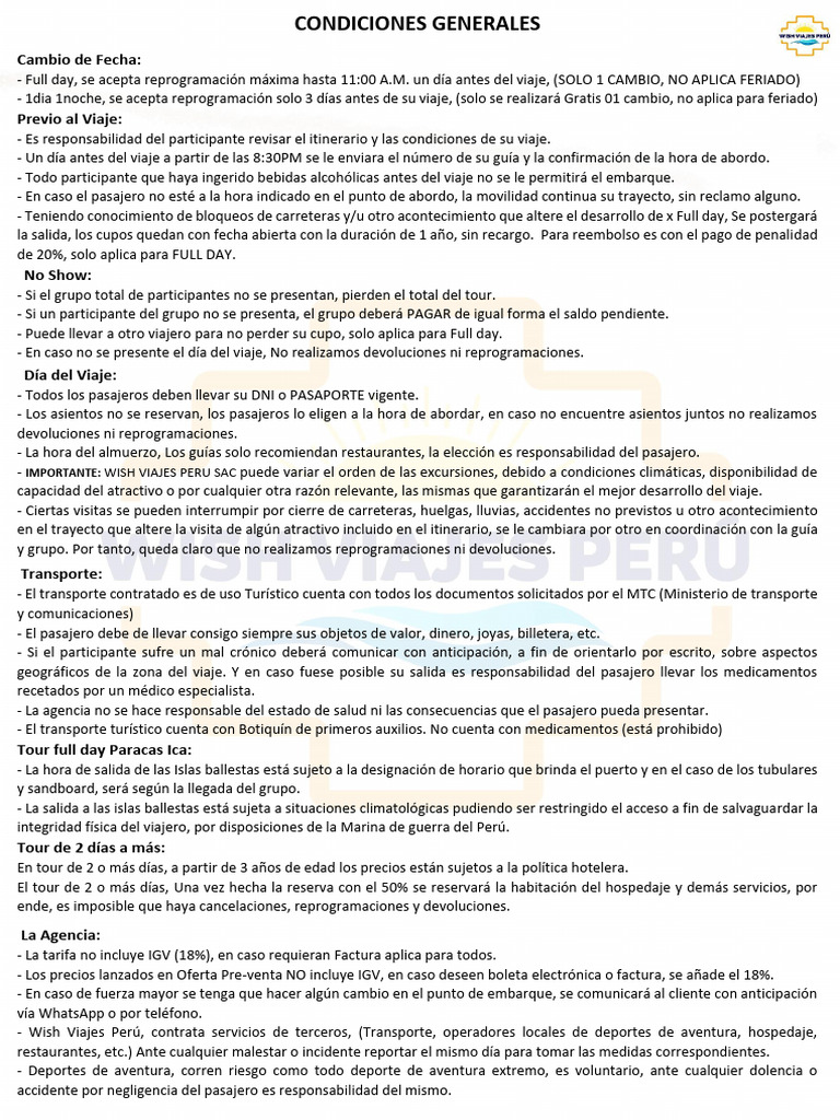 Terminos y Condiciones Generales | PDF