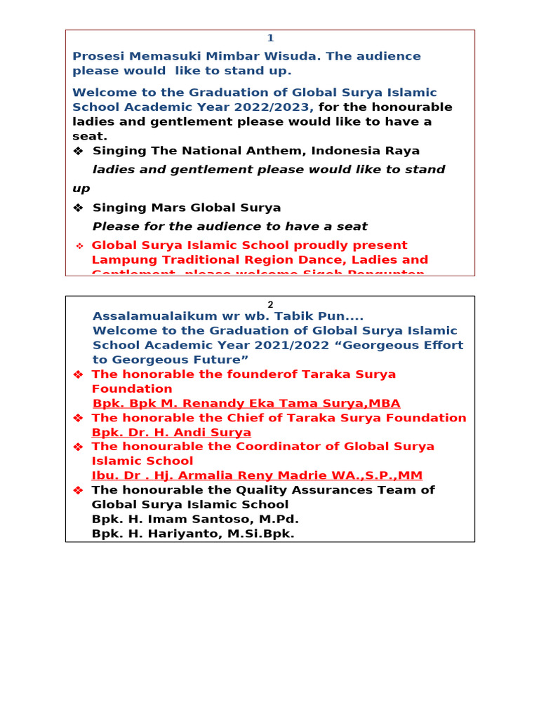 Teks MC Graduation Revisi | PDF