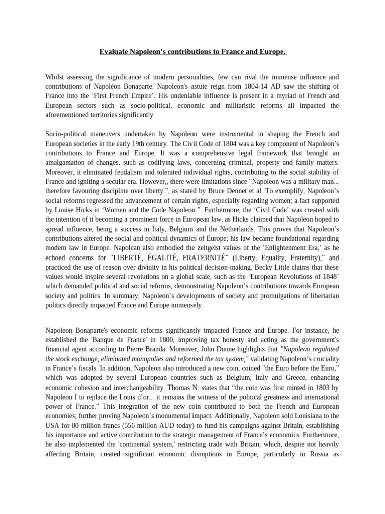 Napoleon Bonaparte Modern History IRP | PDF