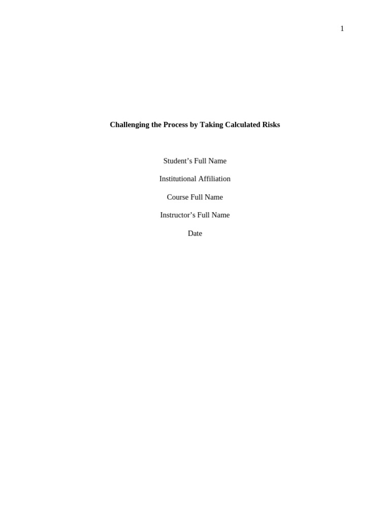 Challenging The Process by Taking Calculated Risks | PDF