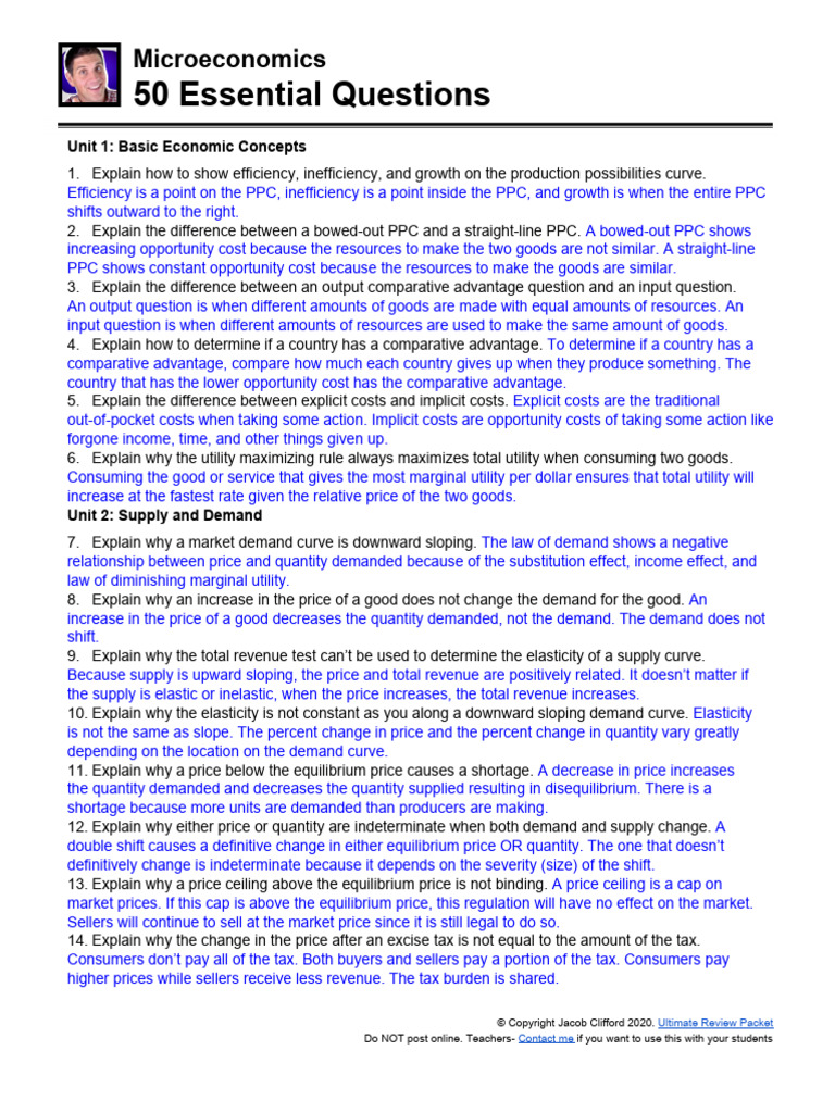 Essential Questions Answers | PDF | Monopoly | Finance & Money Management