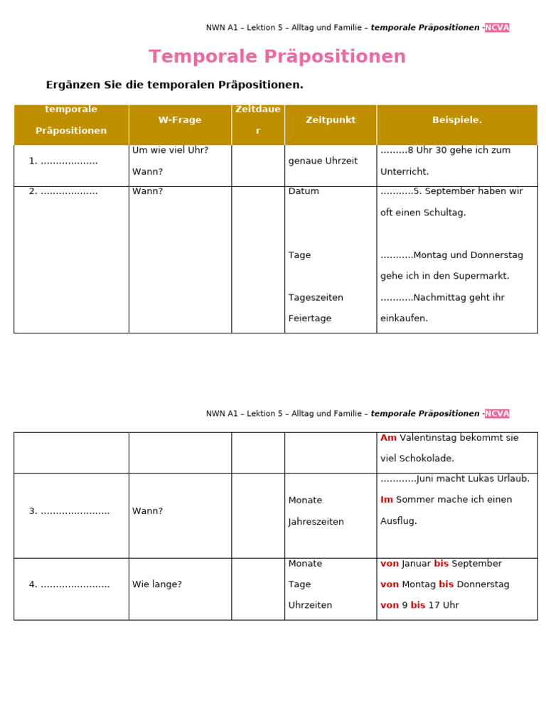 KB7 Temporale Präpositionen | PDF