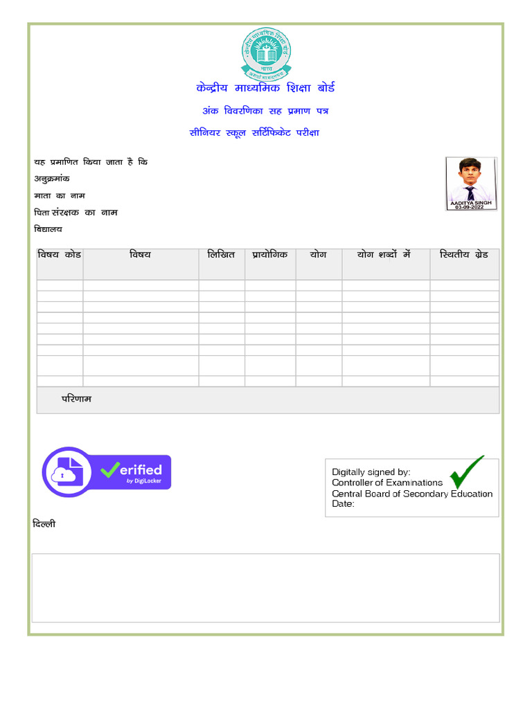 Class 12TH Marksheet | PDF