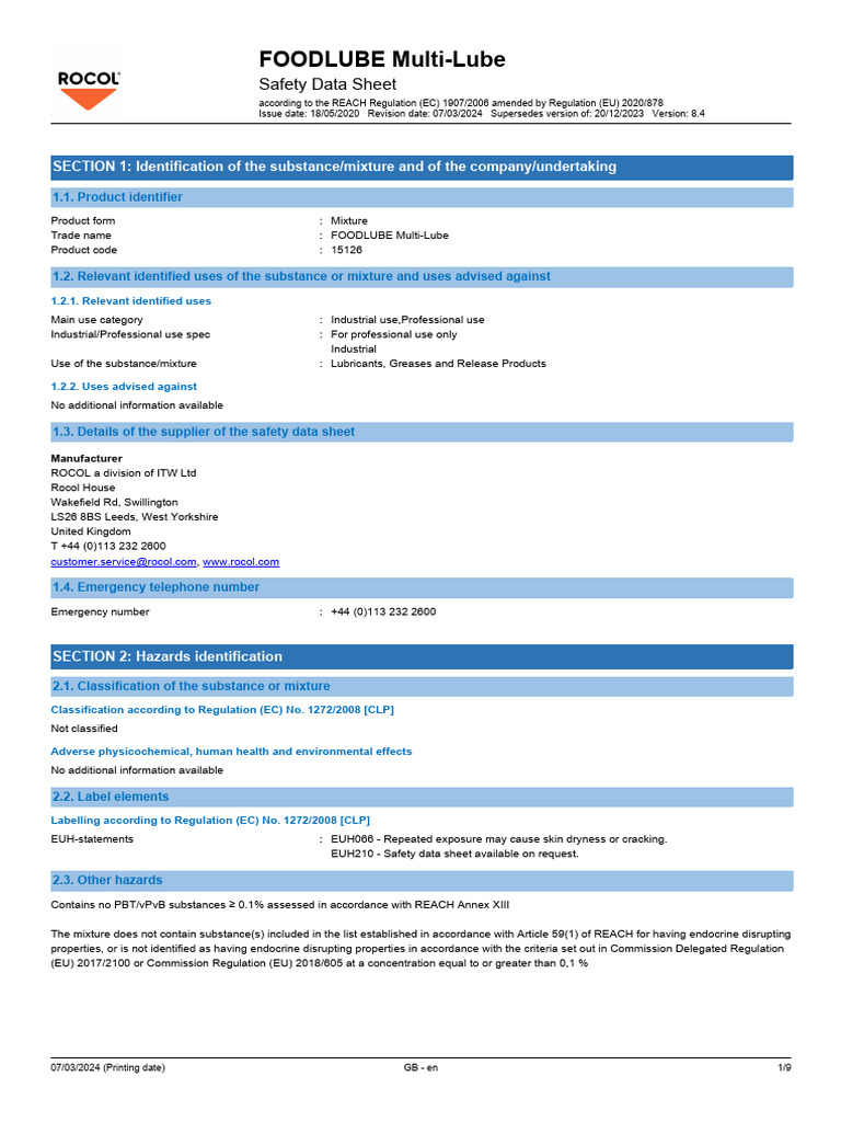 FOODLUBE Multi-Lube - GB | PDF