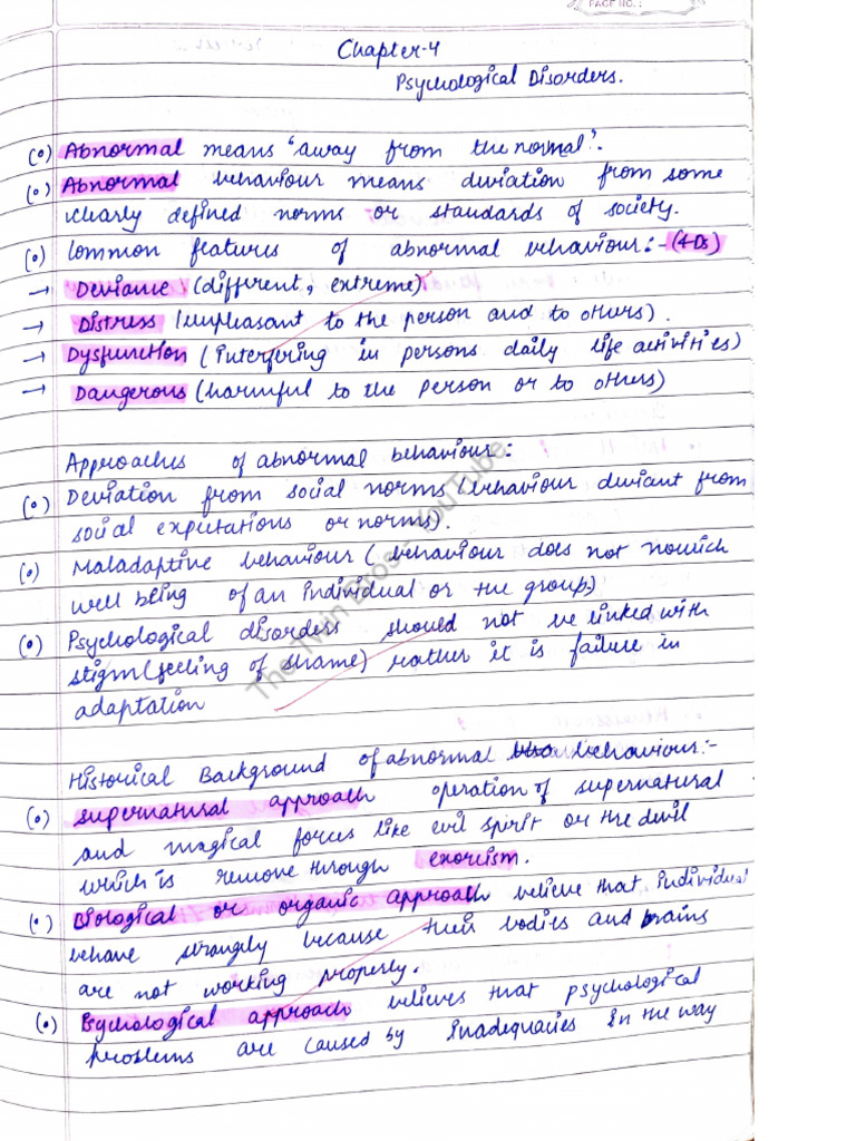 Psychological Disorders Notes by The Twin Bros | PDF