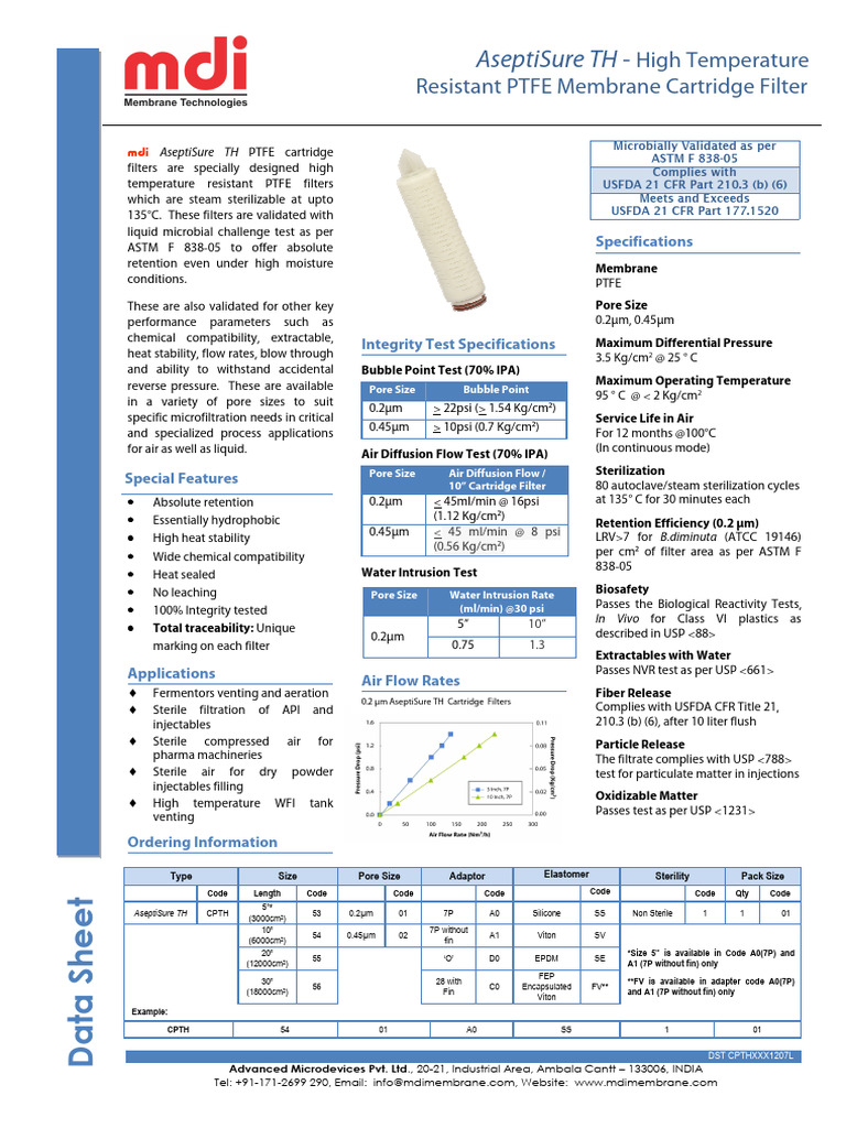 High-Temp PTFE Filters for Pharma | PDF | Sterilization (Microbiology ...
