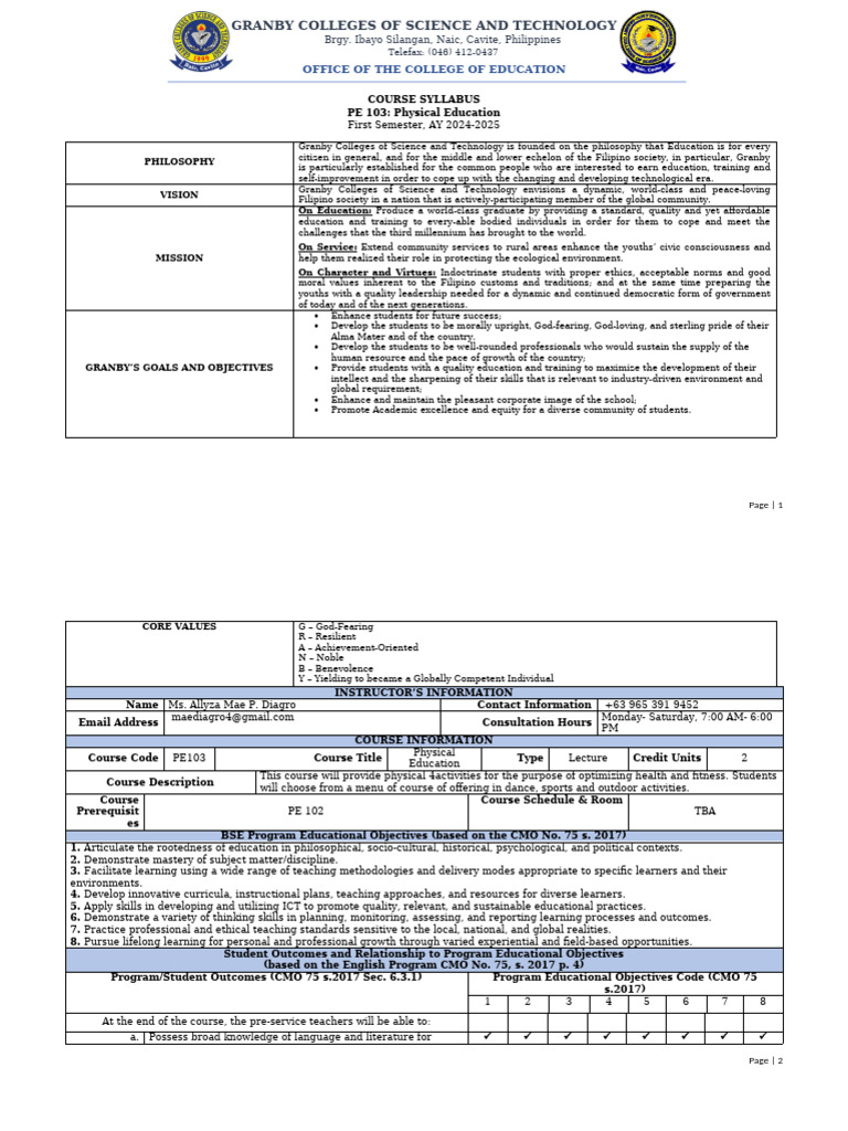 Course Obe Syllabus Englishhh | PDF