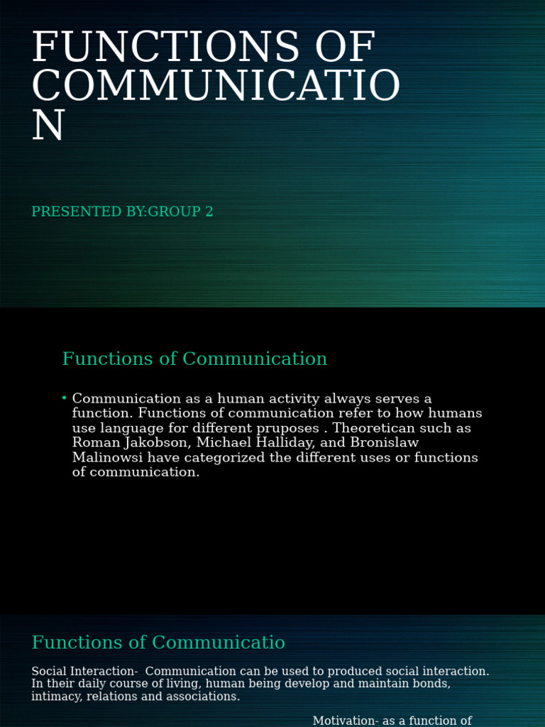 Oral Communication-Functions of Communication | PDF