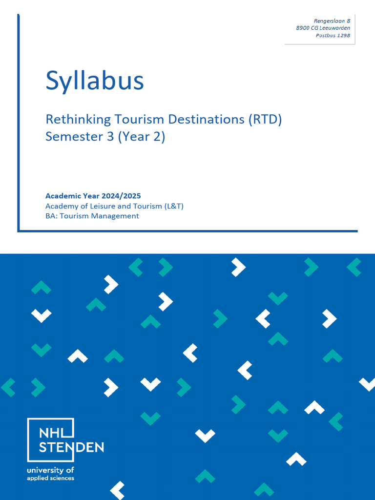 Syllabus - Rethinking Tourism Destinations | PDF