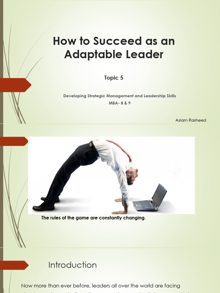 Topic 5 How To Succeed As An Adaptable Leader | PDF