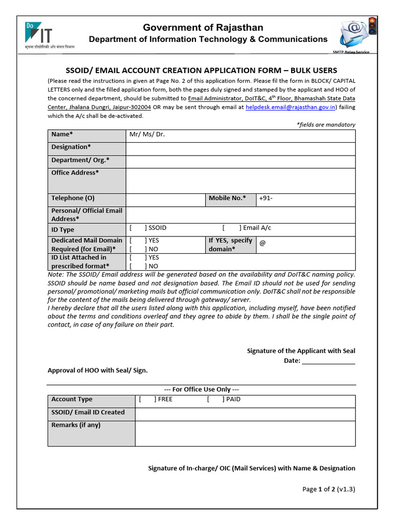 Bulk_User_Email_Form sso format | PDF