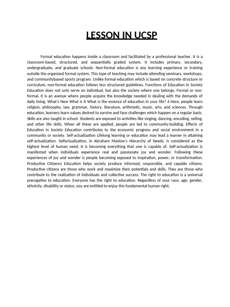 Lesson in Ucsp | PDF