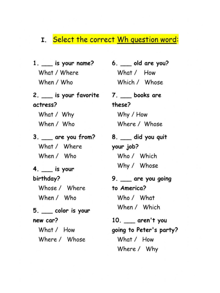 Question Words | PDF
