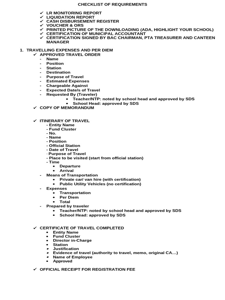 Checklist LR Requirements | PDF | Printer (Computing) | Business