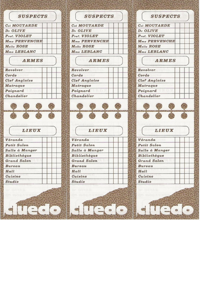 fiche cluedo recto verso | PDF