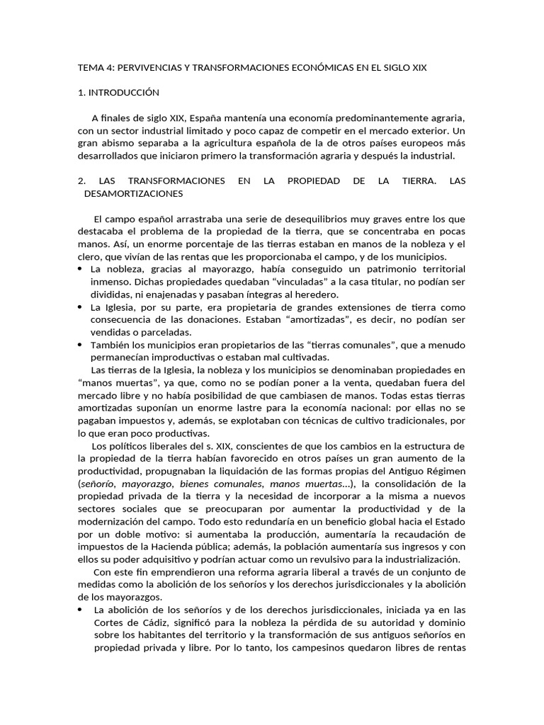 Tema 4-Pervivencias y Transformaciones Económicas | PDF