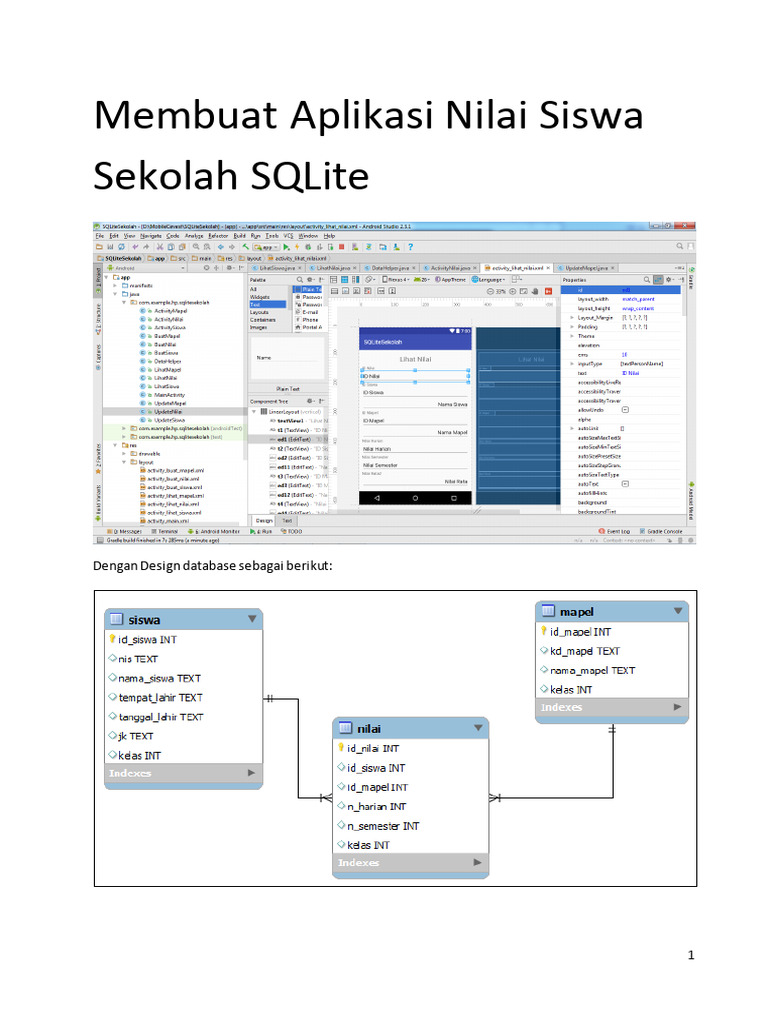 20 Membuat Aplikasi Nilai Siswa Sekolah SQLite | PDF