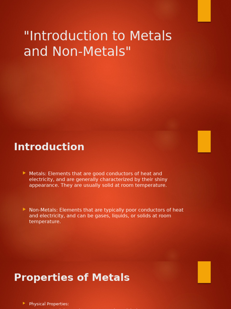 Introduction To Metals and Non-Metals | PDF