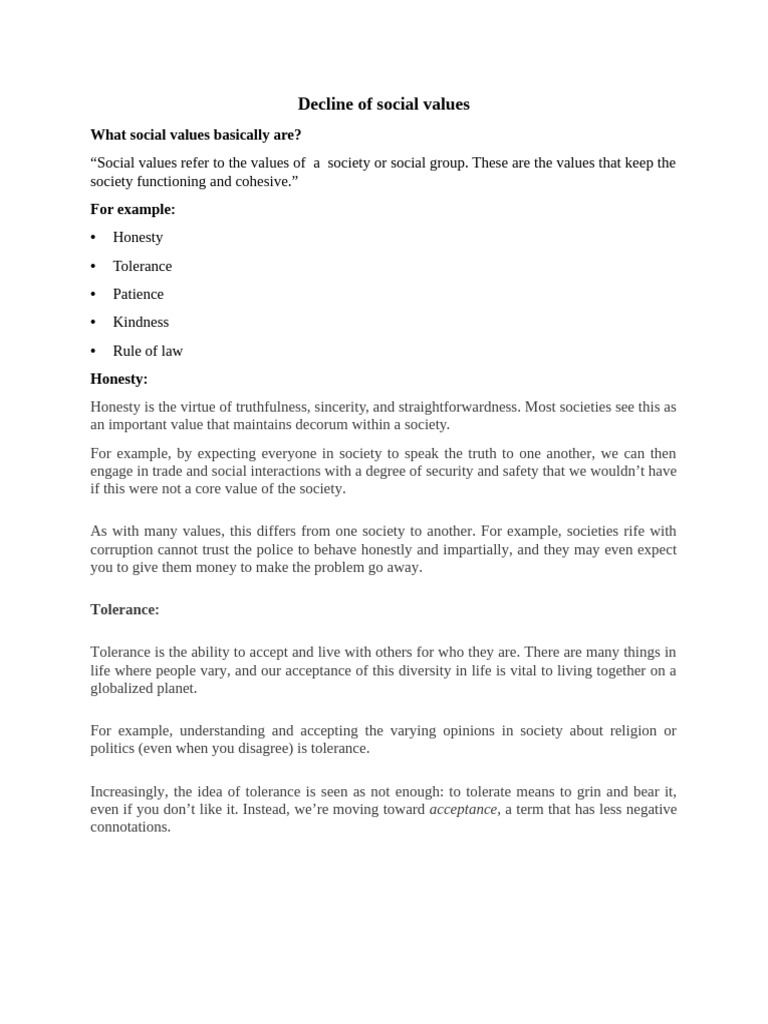 Decline of Social Values | PDF