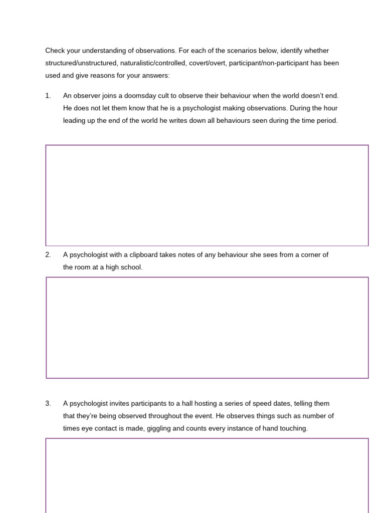 Observations Worksheet AS | PDF