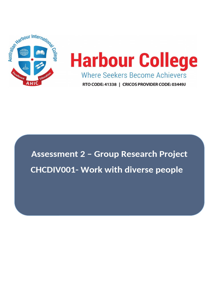 Assessment 2_ CHCDIV001_ Group Research Project V4 | PDF