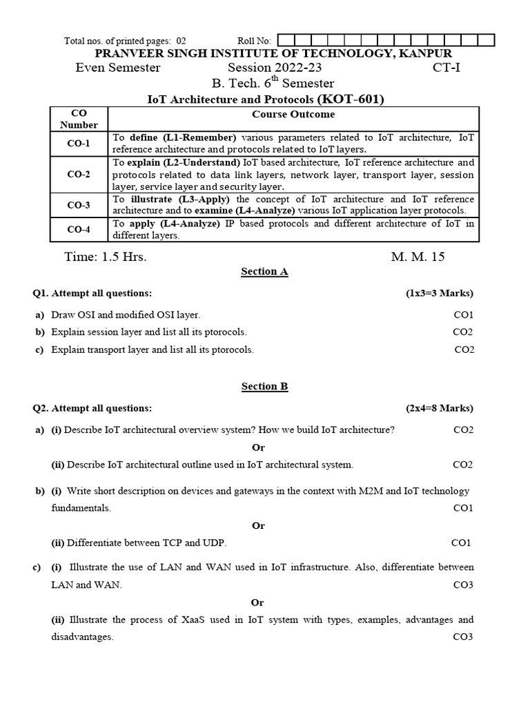 CT-2 Psit - Iot - Aj - Kot-601 | PDF