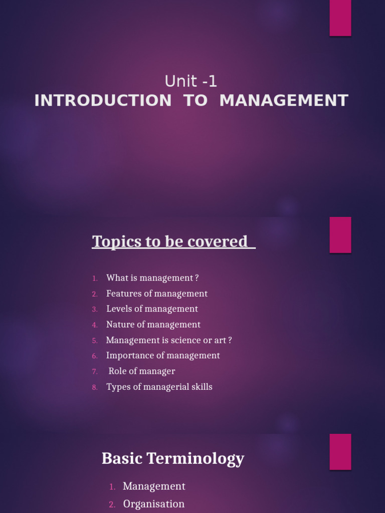 Introduction To Management: Unit - 1 | PDF