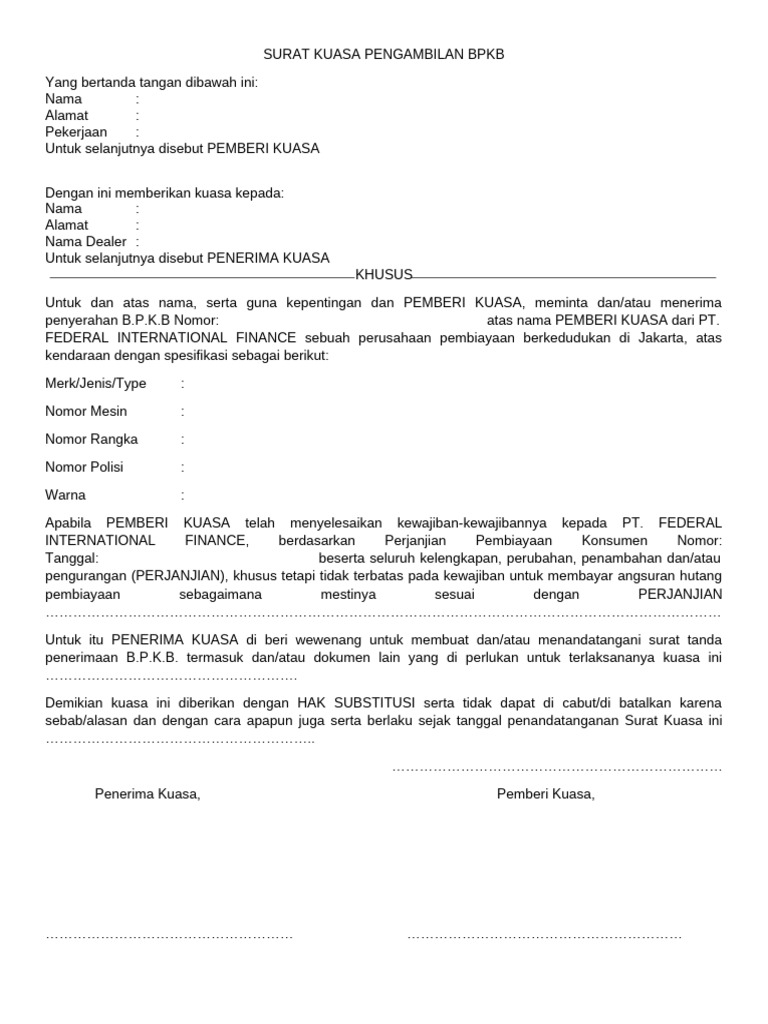 Contoh SK BPKB | PDF