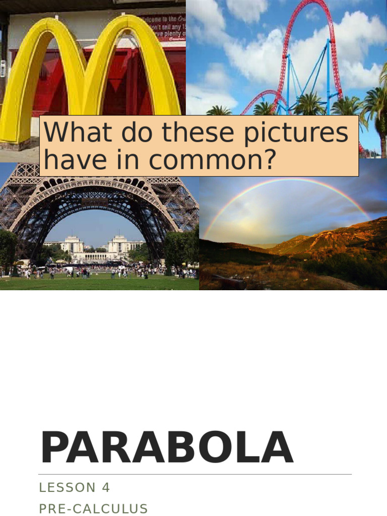 Pre Calculus Lesson 4 Parabola Part 1 | PDF