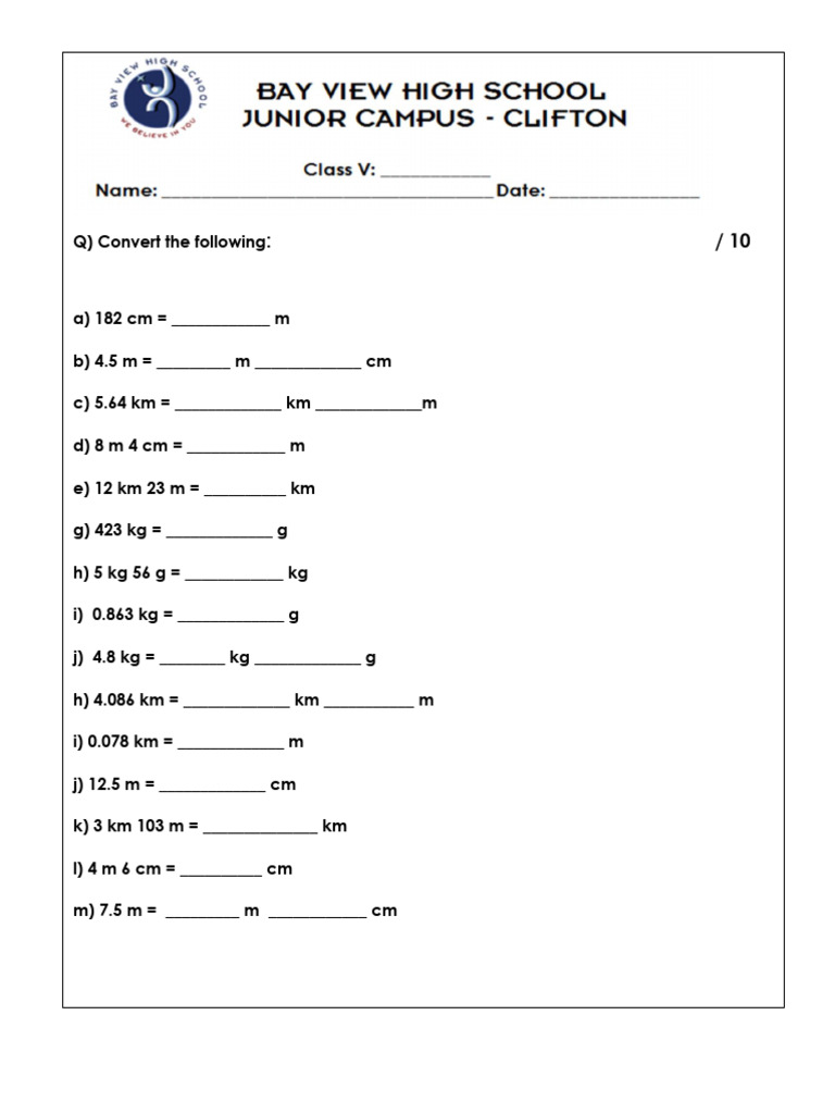 Conversion Quiz | PDF