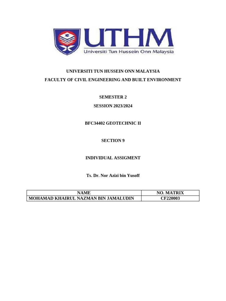 Bfc35403 Assigment | PDF | Civil Engineering | Environmental Science