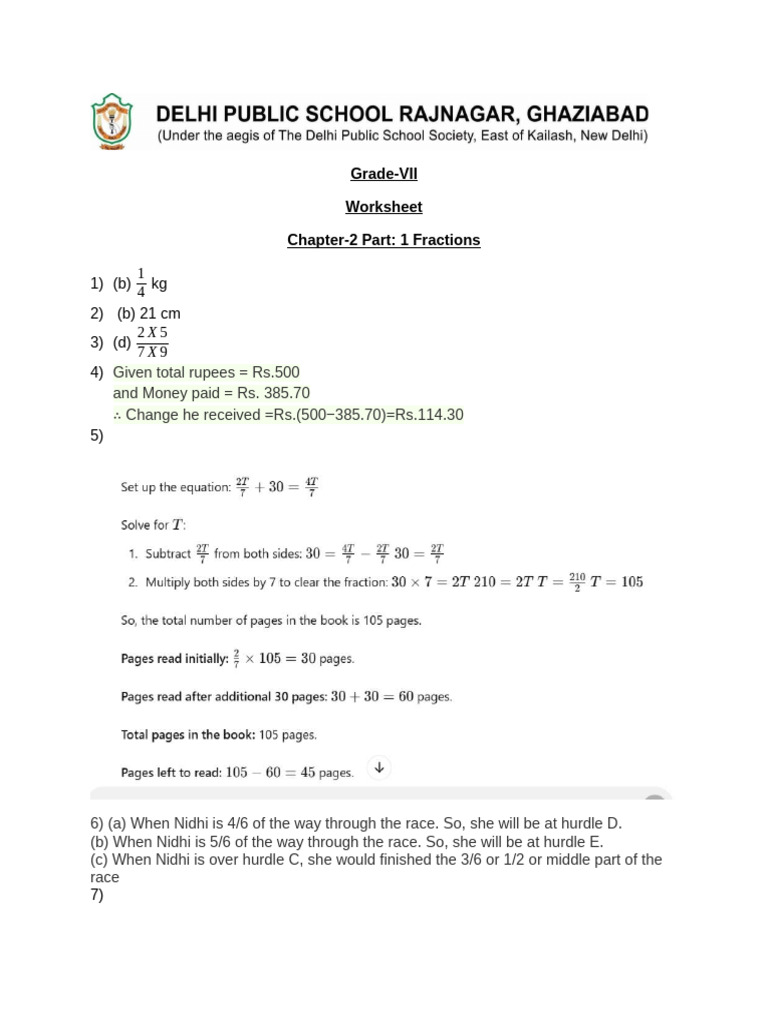 Chapter2 Fractions and Decimals Answer Key | PDF | Teaching Methods & Materials